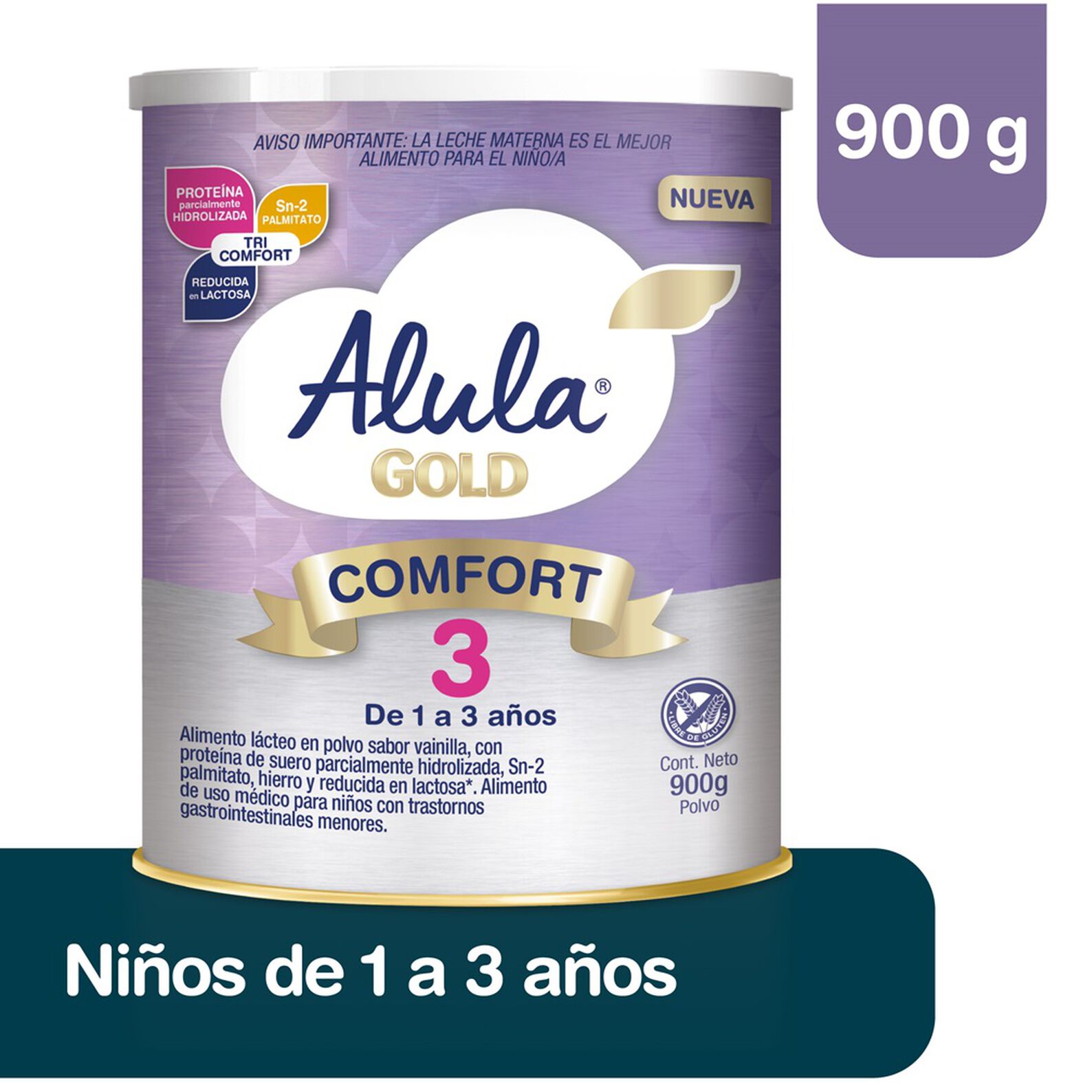Fórmula Infantil Alula Gold Comfort 3 900 g | Farmacias Ahumada