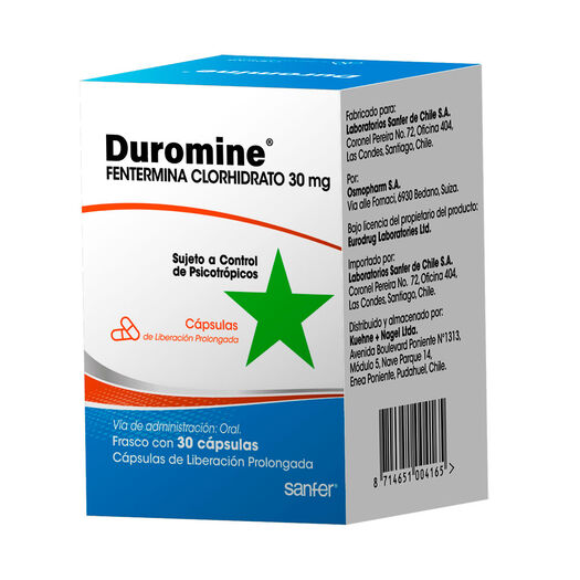 Duromine 30 mg x 30 Capsulas de Liberación Prolongada | Farmacias Ahumada