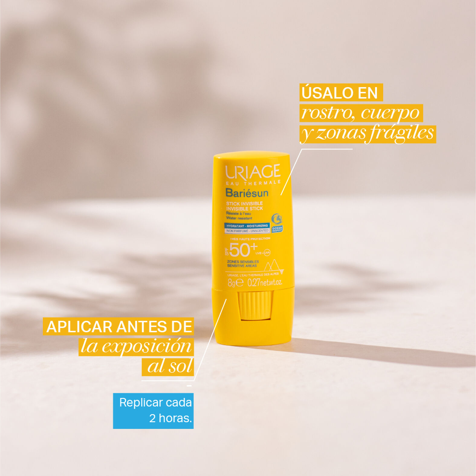 Protector Solar Uriage Bariesun Invisible Stick FPS 50+ 8 g | Farmacias ...