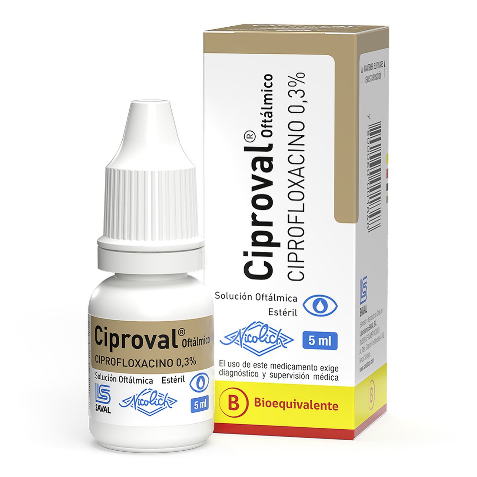 Ciproval 0,3% x 5 mL | Solución oftálmica