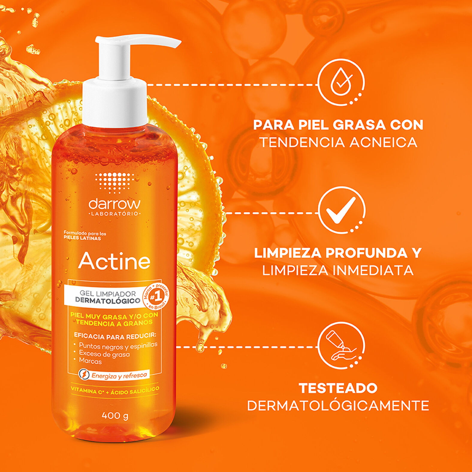 Darrow Actine Gel Limpiador Dermatológico 400G | Farmacias Ahumada