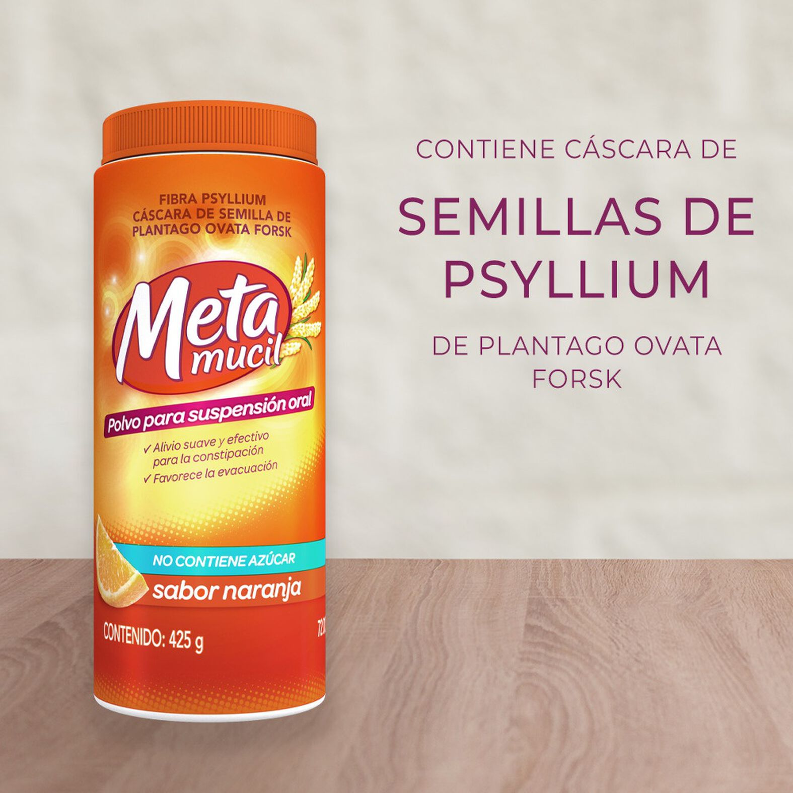 Metamucil Fibra Natural Soluble Naranja 425g