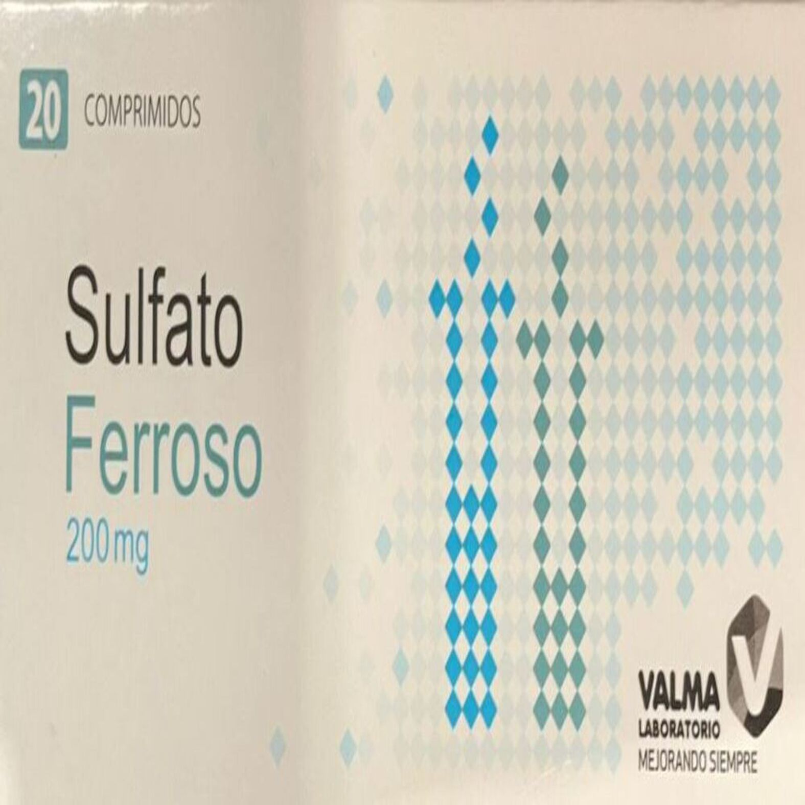 Sulfato Ferroso 200 mg x 20 Comprimidos LVALMA | Farmacias Ahumada