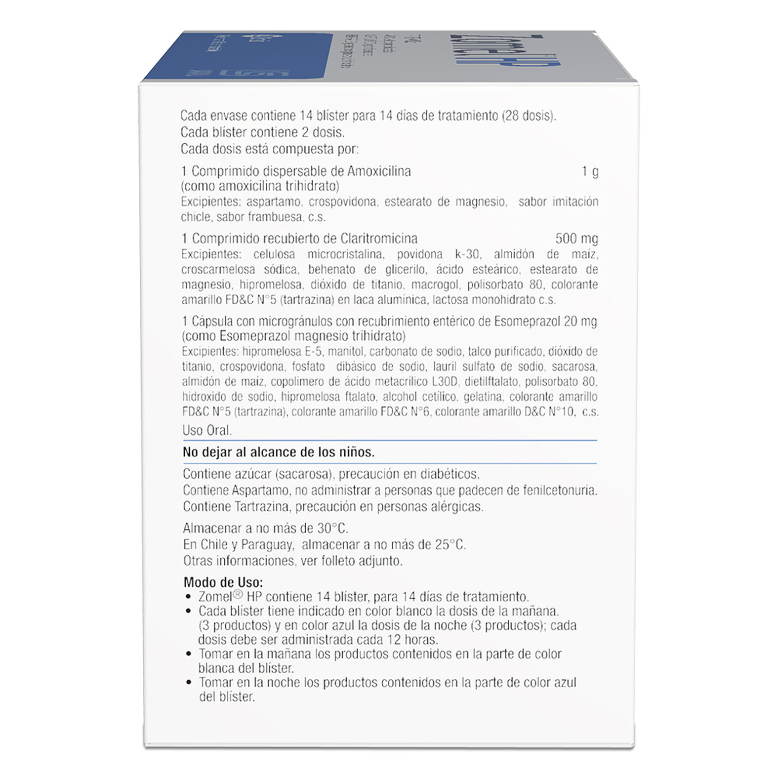 Zomel HP Triterapia 1 g/500 mg/20 mg 14 Blister | Farmacias Ahumada