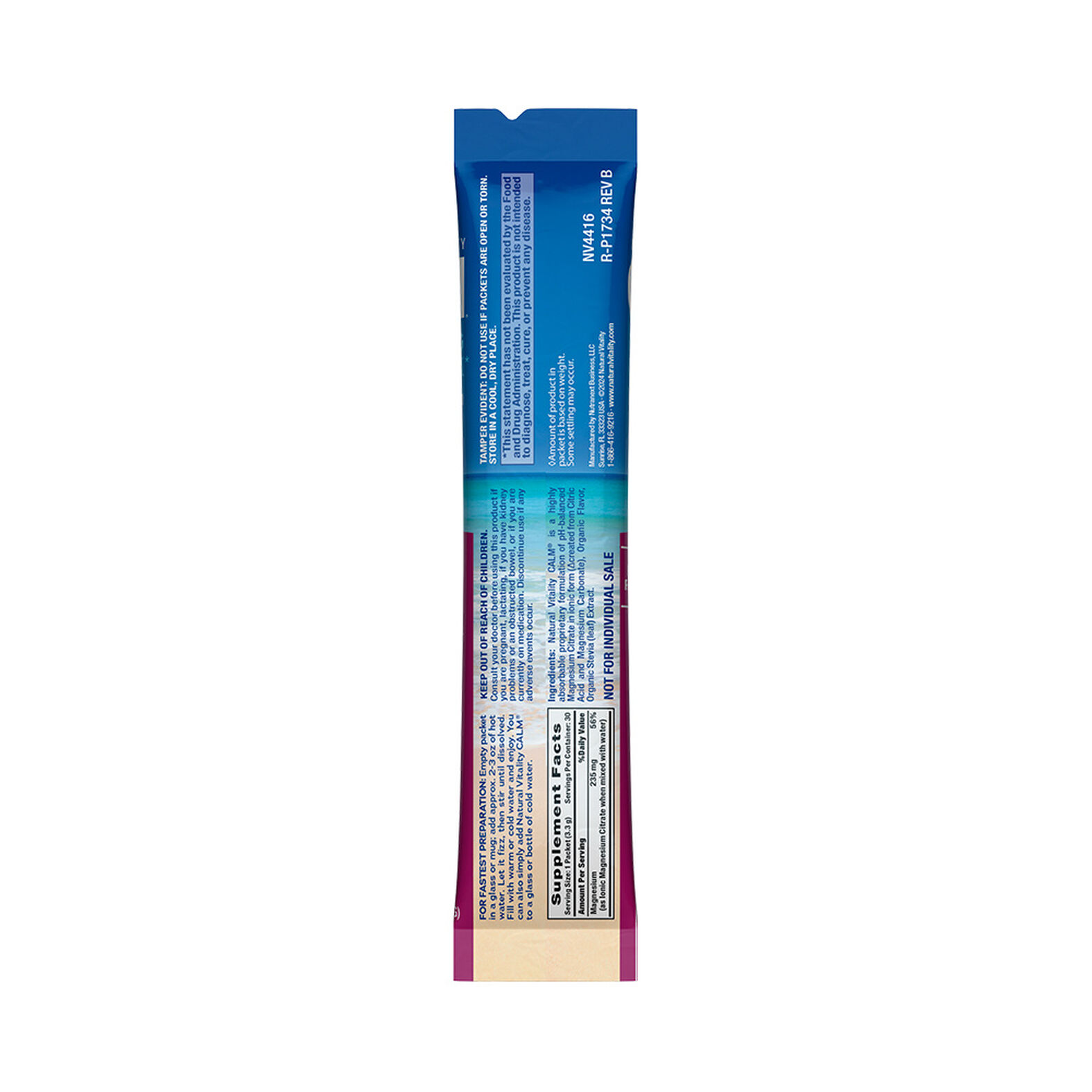 Natural Vitality Calm Sachet Magnesio Frambuesa Limón 3g