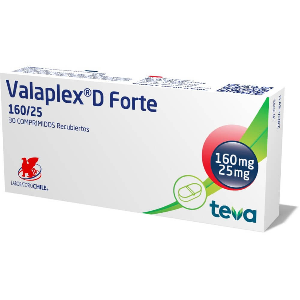 Valaplex D Forte 160 mg/25 mg x 30 Comprimidos Recubiertos | Farmacias Ahumada