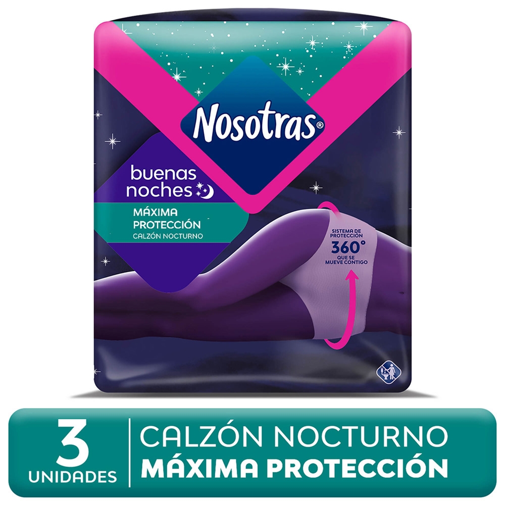 Calzón Nocturno Nosotras Flujo Súper Abundante Talla L-Xl 3 un | Farmacias Ahumada