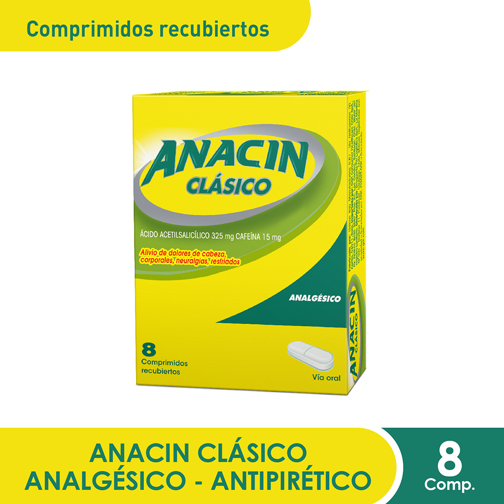 Anacin Clásico X 8 Comprimidos Recubiertos | Farmacias Ahumada