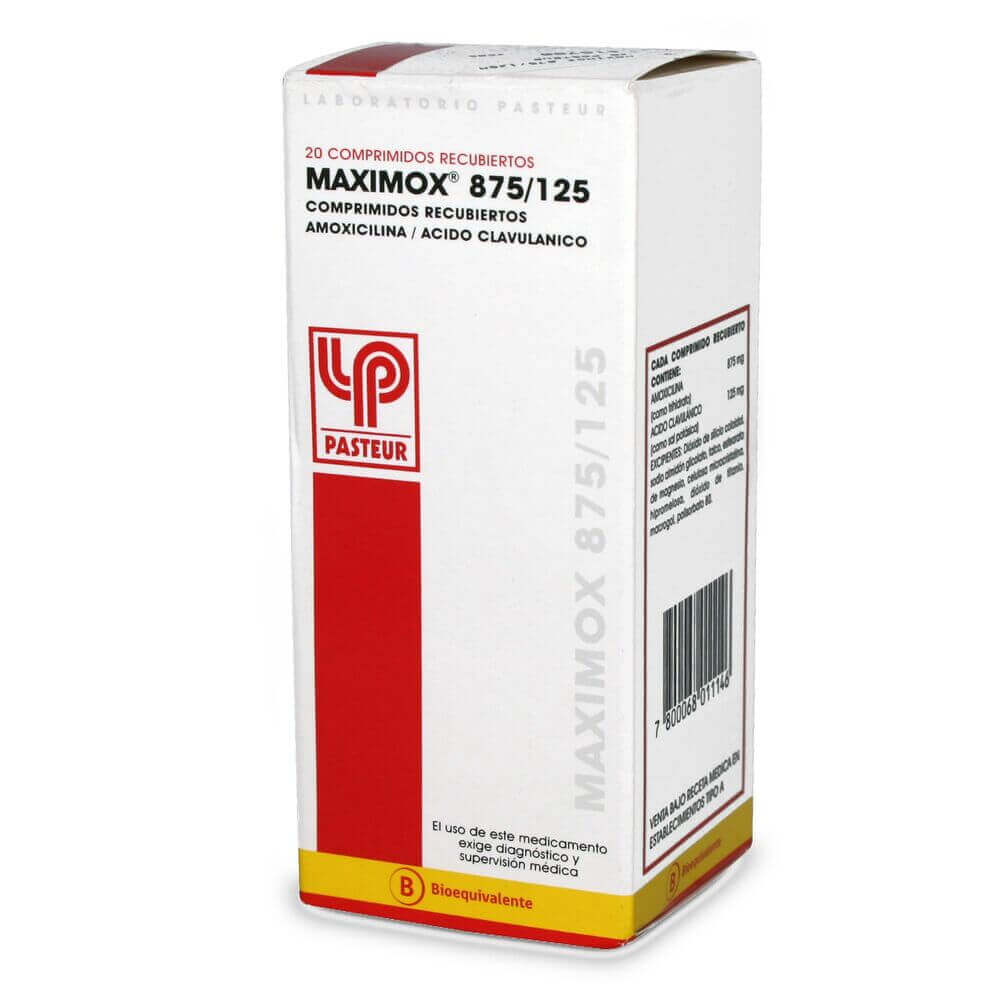 Maximox 875 mg/125 mg x 20 Comprimidos Recubiertos | Farmacias Ahumada