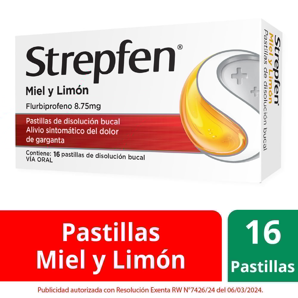 Strepfen Miel y Limón 16 Pastillas | Farmacias Ahumada