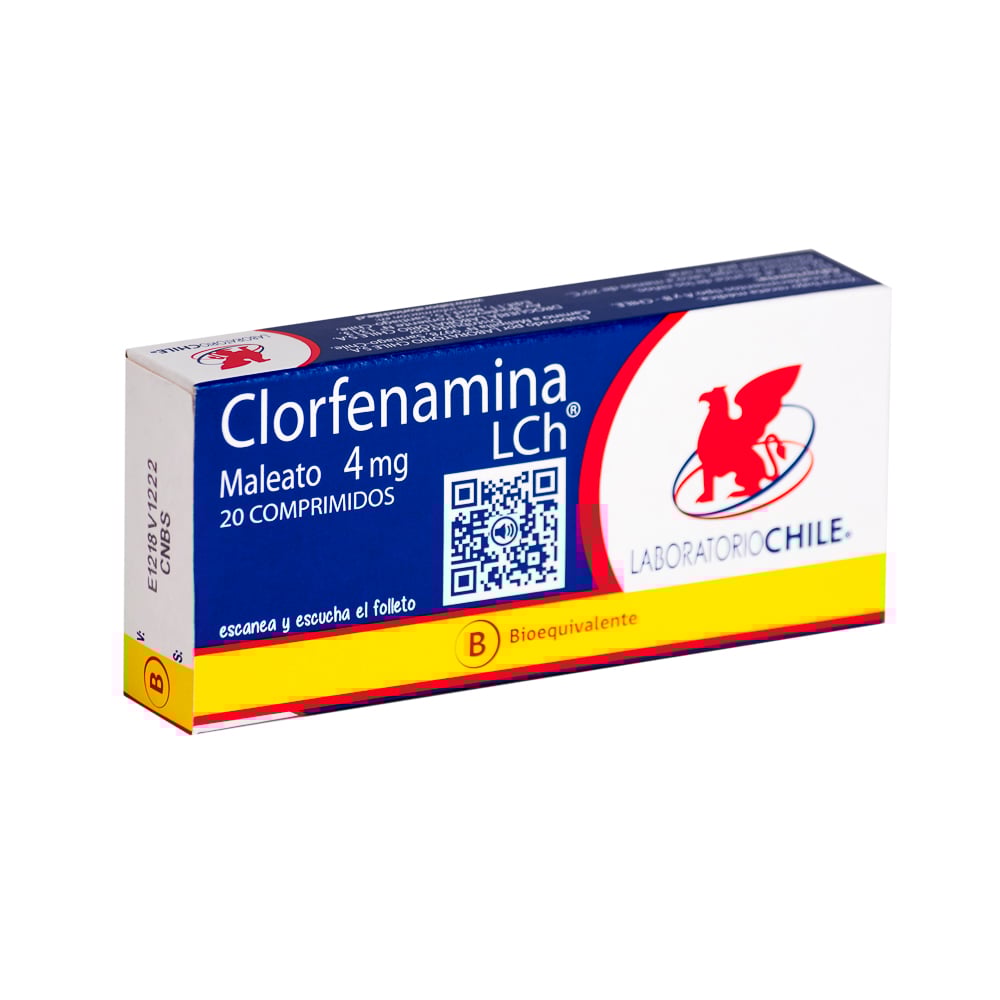 Clorfenamina Maleato 4 mg x 20 Comprimidos CHILE | Farmacias Ahumada
