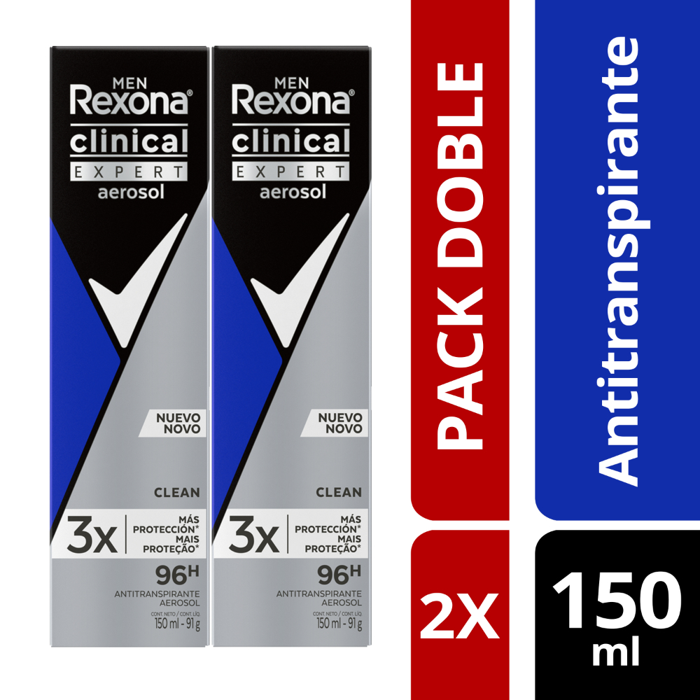 Rexona Men Clinical Desodorante Aerosol Clean 150ml | Farmacias Ahumada