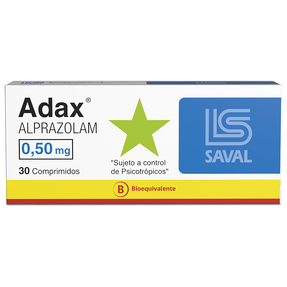 ADAX Alprazolam 0,5 mg 30 comprimidos | Farmacias Ahumada