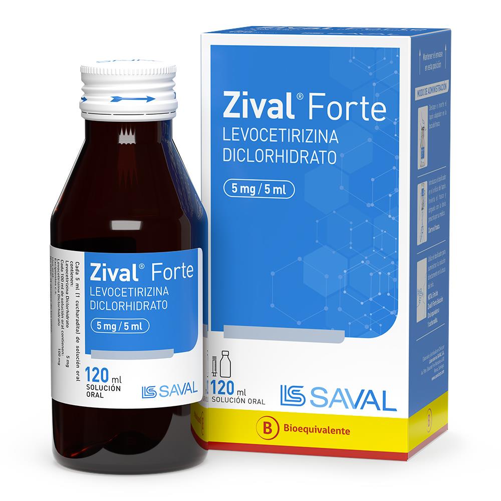 ZIVAL FORTE JARABE Levocetirizina Diclorhidrato 5 mg 120 ml | Farmacias Ahumada