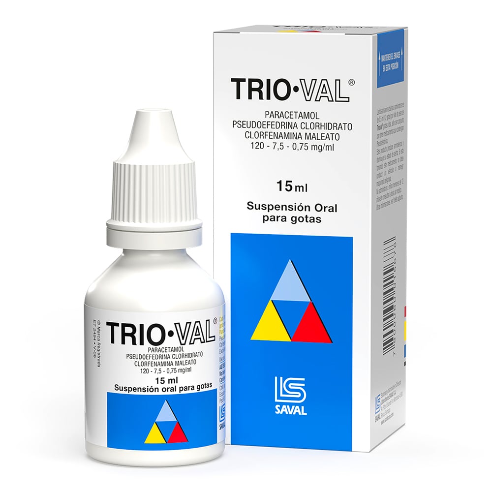 Trioval suspensión oral en gotas 15 mL | Paracetamol + Pseudoefedrina ...