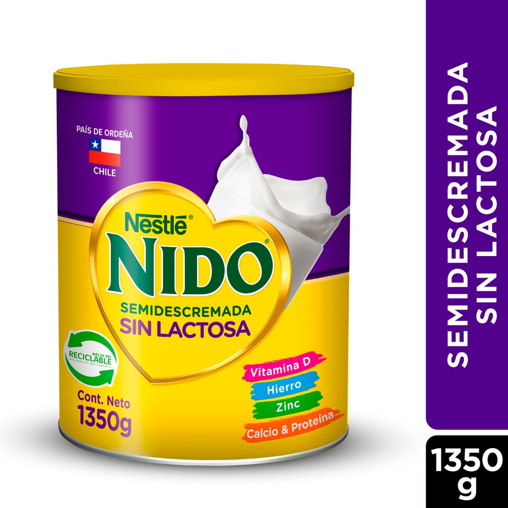Leche en Polvo Nido Semidescremada Sin Lactosa 1350g | Farmacias Ahumada