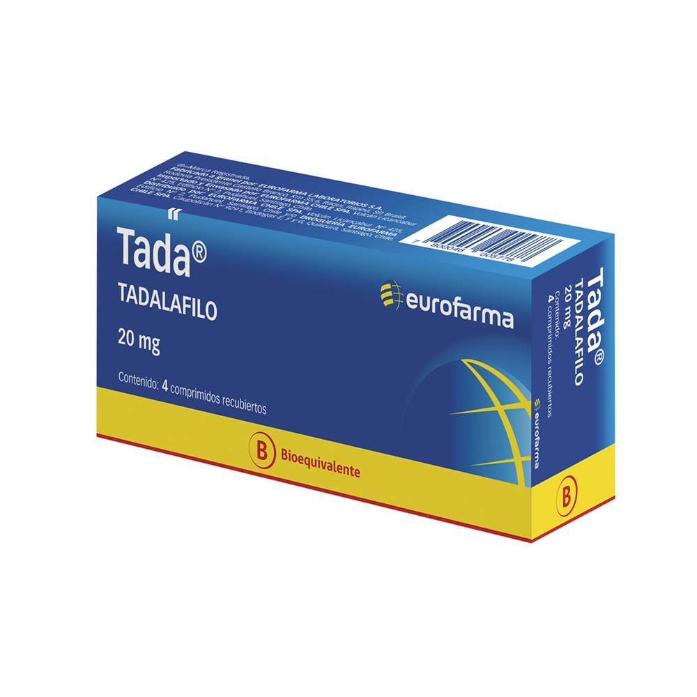 Tada Tadalafilo 20 mg 4 Comprimidos Recubiertos | Farmacias Ahumada