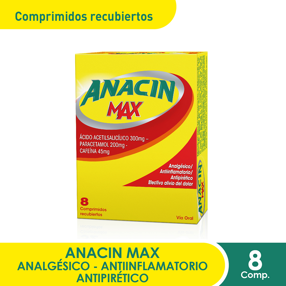 Anacin Max 8 Comprimidos Recubiertos | Farmacias Ahumada
