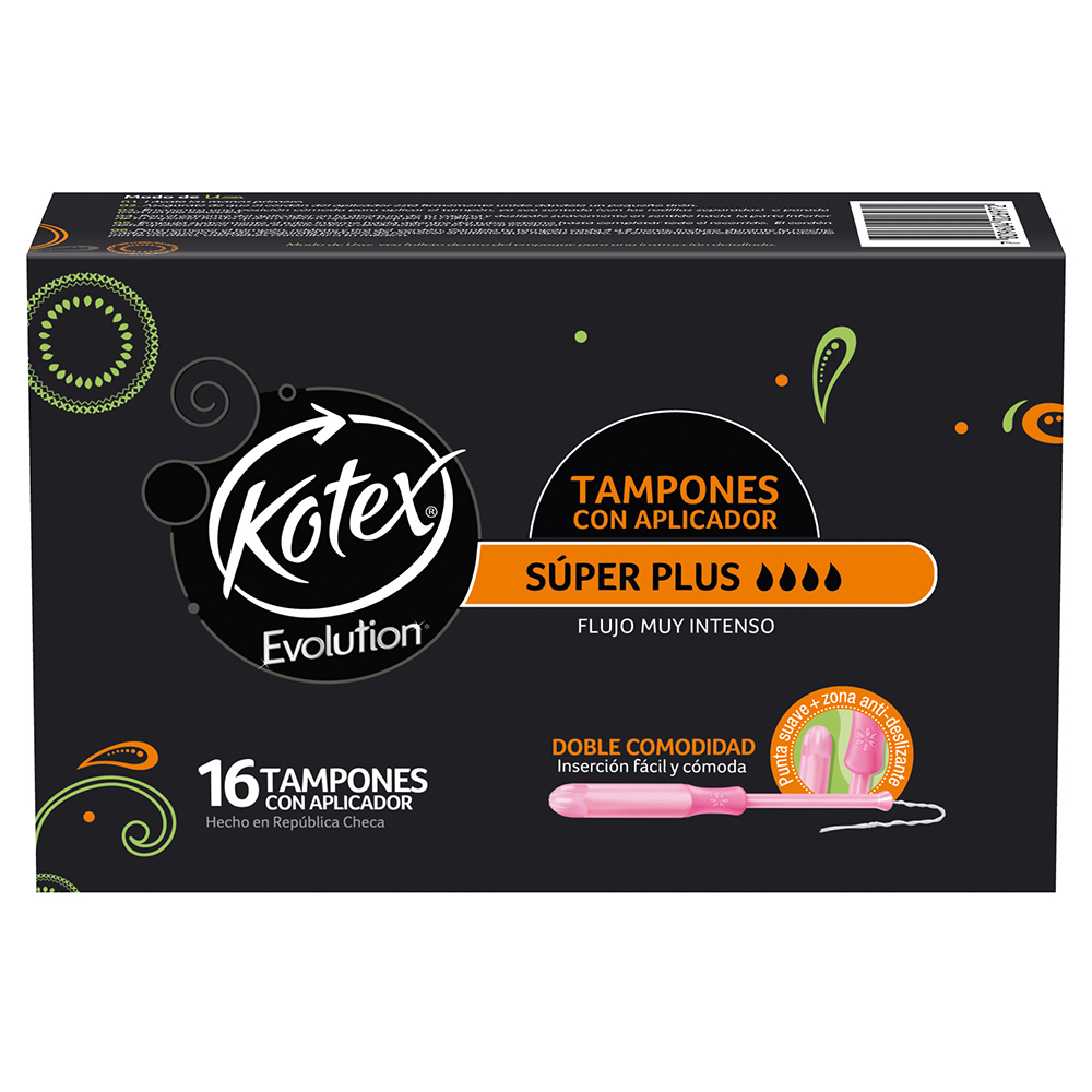 Tampón Kotex Con Aplicador Súper Plus Flujo Muy Intenso 16 un ...