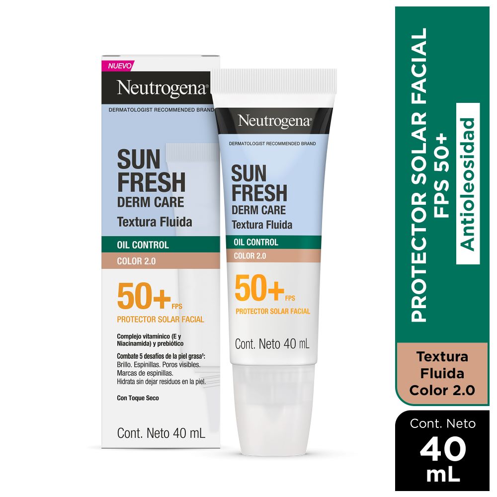 Neutrogena Sun Fresh Derm Care FPS 50+ Color 2.0 40 mL | Farmacias Ahumada