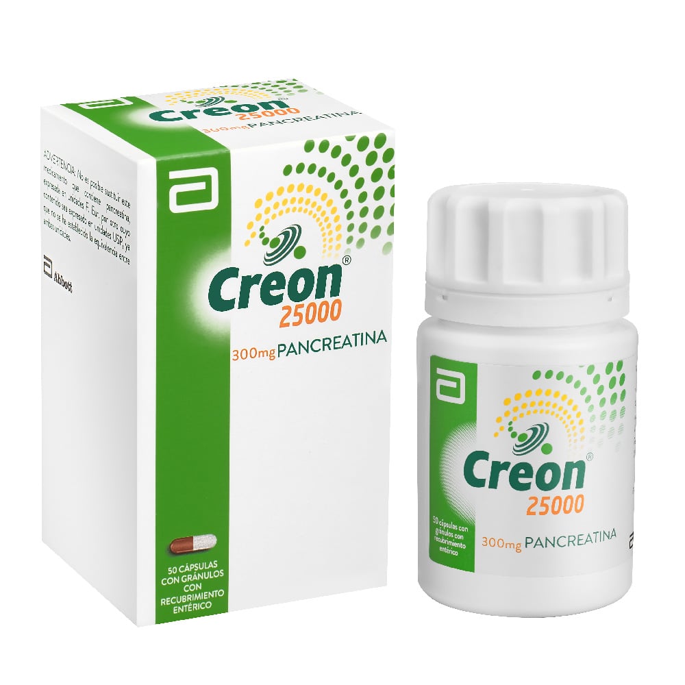 Creon 25000 UI 300 mg Pancreatina 50 Cápsulas Gránulos de Recubrimiento Entérico | Farmacias Ahumada