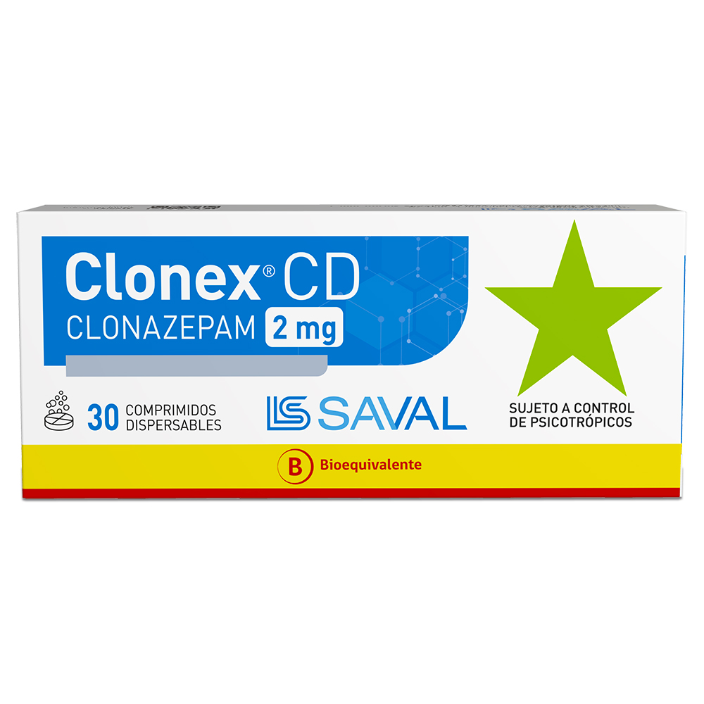 CLONEX CD Clonazepam 2 mg 30 comprimidos dispersables | Farmacias Ahumada