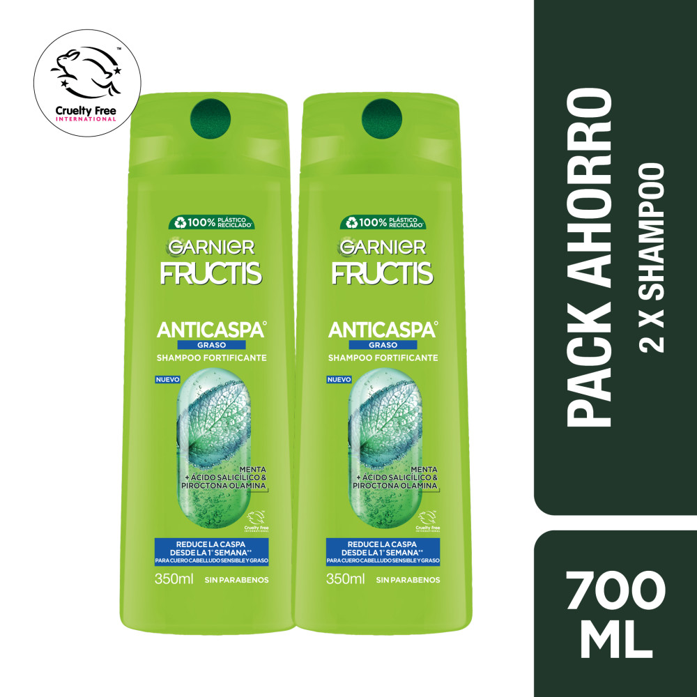 Fructis Pack Shampoo Anticaspa Cabello Graso 350 mL x 1 Pack ...