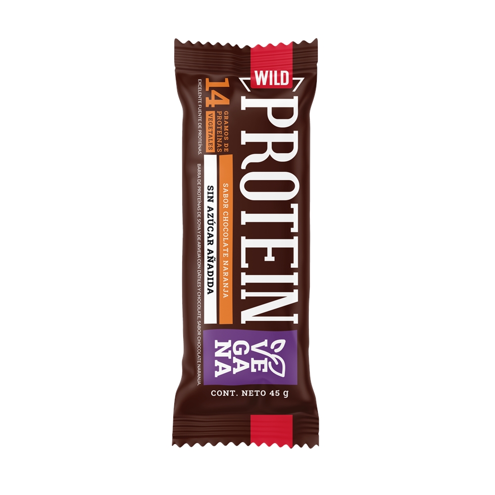 Wild Protein Vegan Choclate Naranja 45g | Farmacias Ahumada