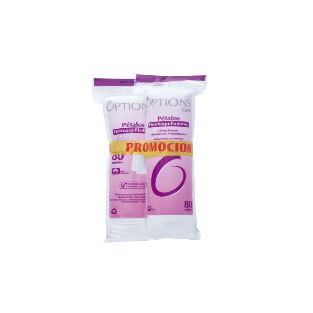Pack Discos Desmaquillantes Options 2 x 80 unidades | Farmacias Ahumada