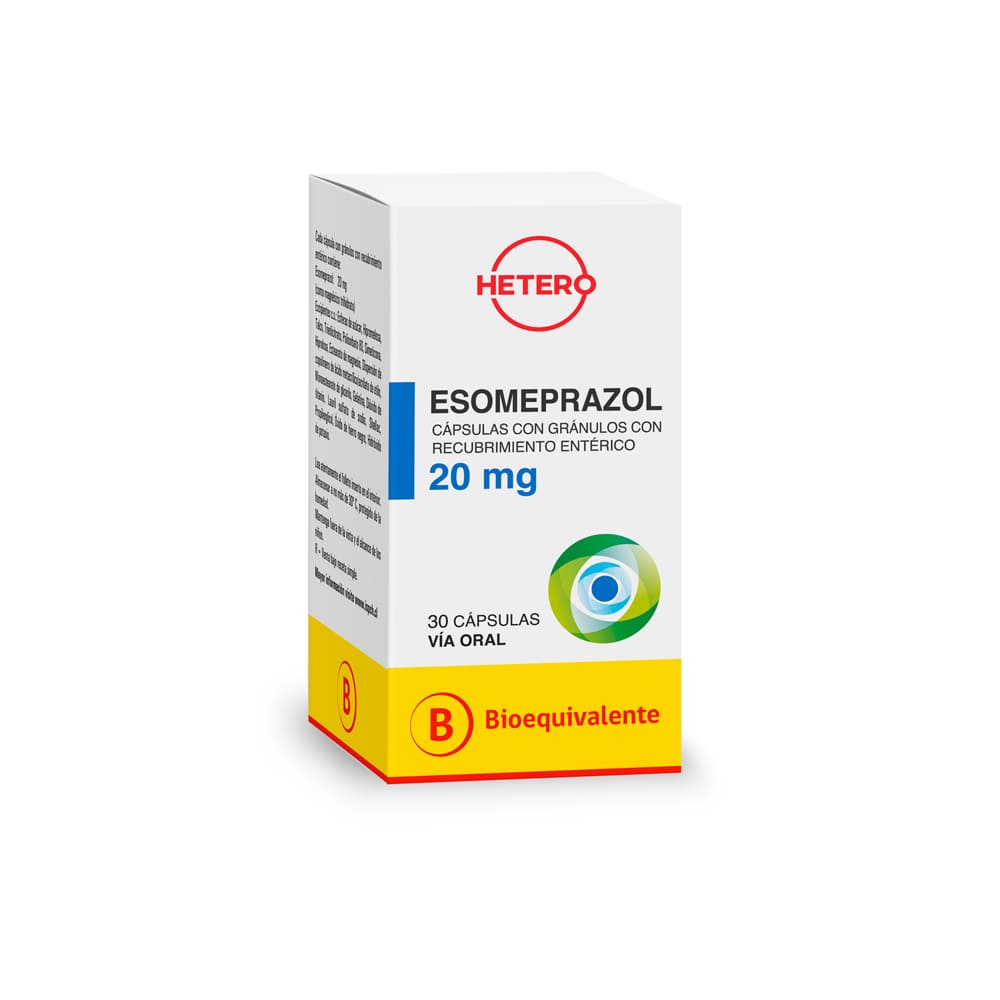 Esomeprazol 20 mg x 30 Cápsulas con Gránulos con Recubrimiento Entérico HETERO | Farmacias Ahumada