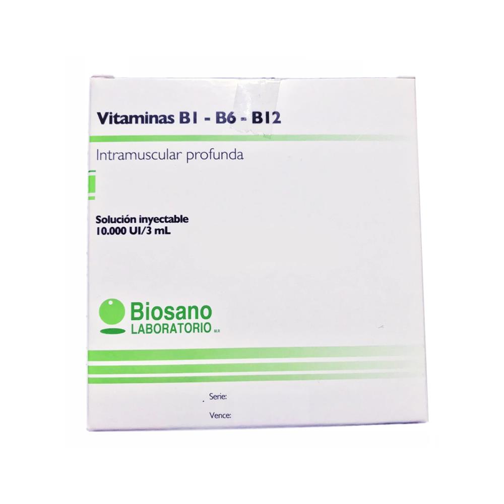 Vitamina B1/B6/B12 x 3 Ampollas Solución Inyectable BIOSANO | Farmacias ...