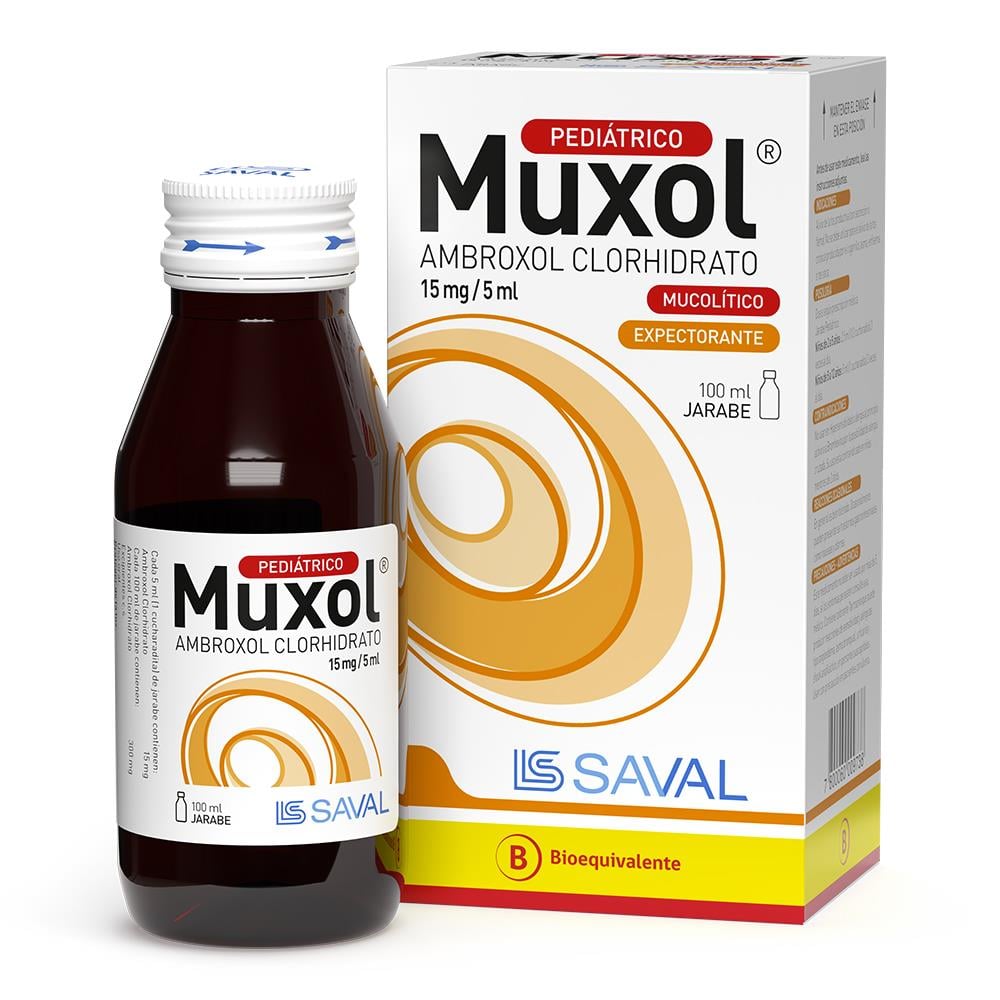 Muxol Jarabe Pediátrico Ambroxol Clorhidrato 300 mg 100 ml | Farmacias ...