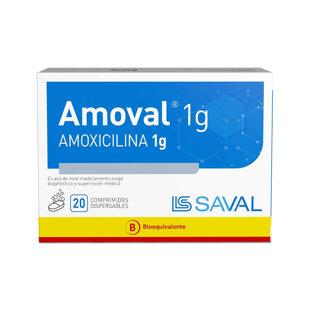 AMOVAL Amoxicilina 1 g 20 comprimidos | Farmacias Ahumada