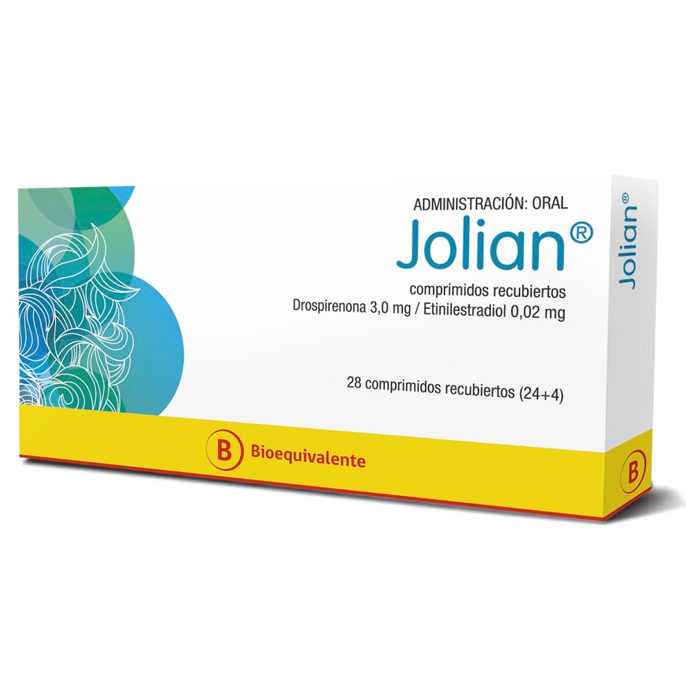 Jolian 3 mg/0,02 mg x 28 Comprimidos Recubiertos | Farmacias Ahumada