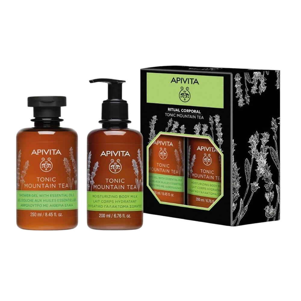 Set Gel Apivita Tonic Mountain Tea de Ducha 250 mL + Crema Corporal 200 ...