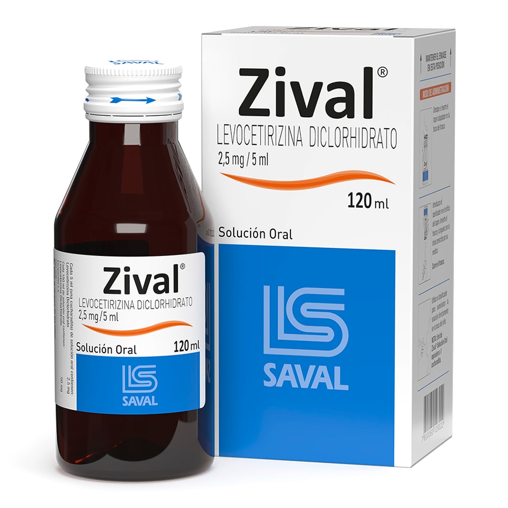 ZIVAL JARABE Levocetirizina Diclorhidrato 2,5 mg 120 ml | Farmacias Ahumada