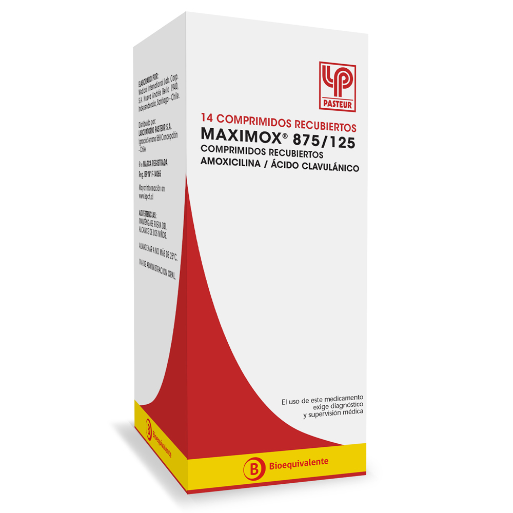 Maximox 875 mg/125 mg x 14 Comprimidos Recubiertos | Farmacias Ahumada