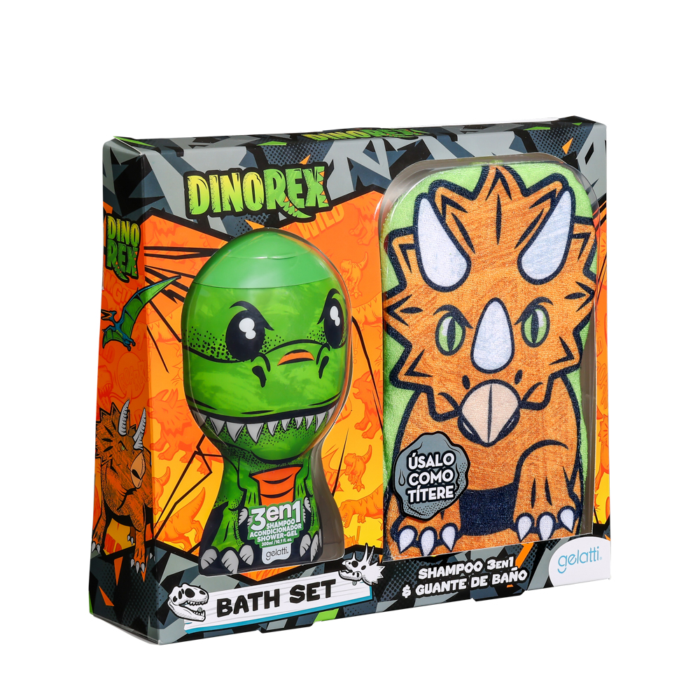 Dinorex Set Baño Niño | Shampoo 3 en 1 + Guante