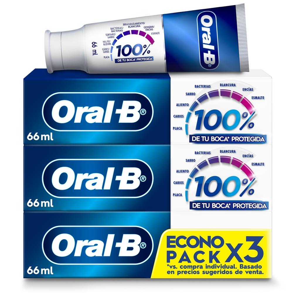 Pack Pasta Dental Oral B 100% 3x55ml | Farmacias Ahumada