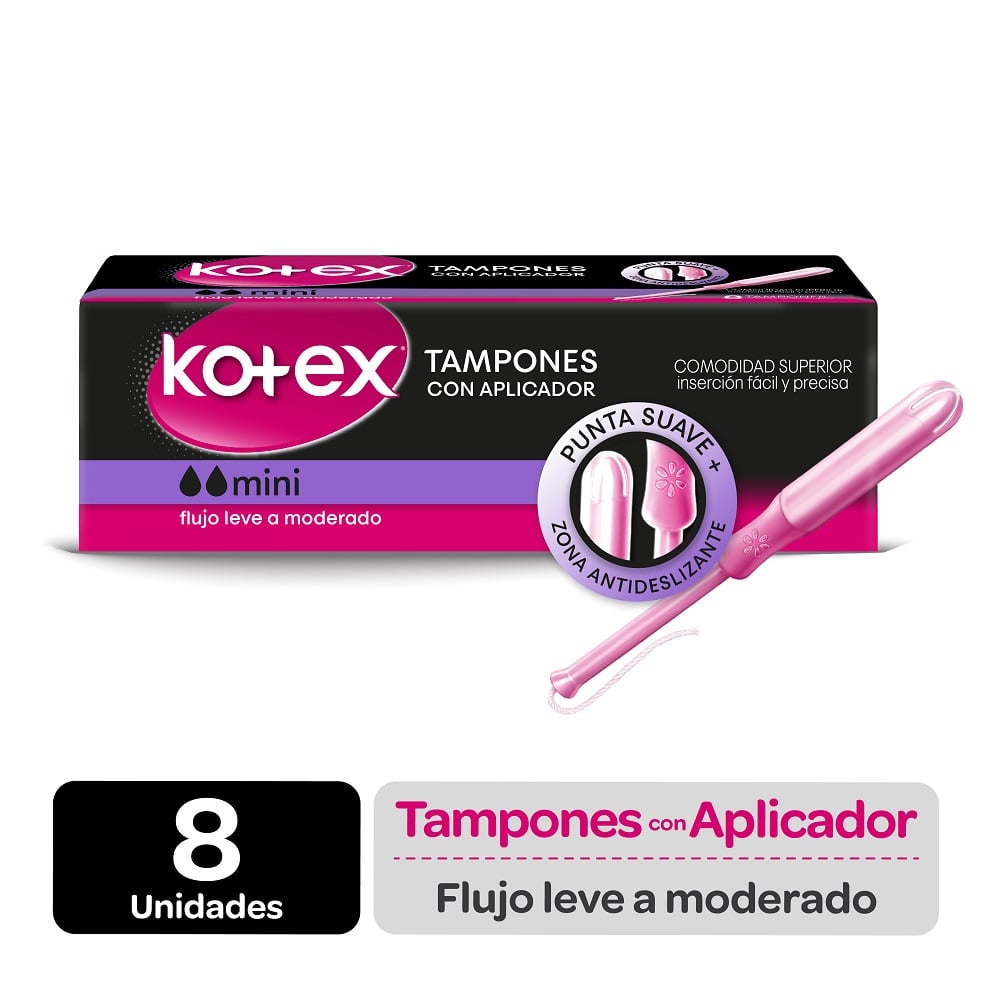 Tampones Kotex Mini con aplicador 8 un | Farmacias Ahumada