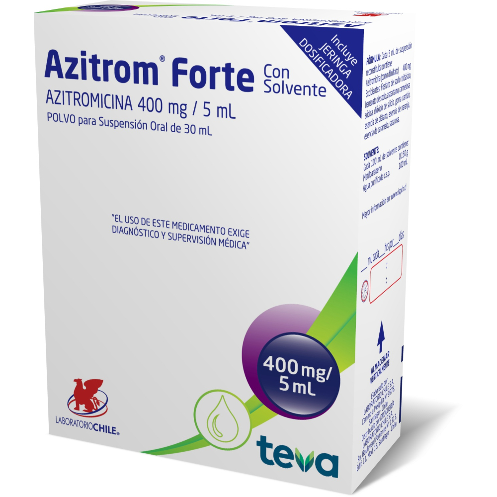Azitrom Forte 400 mg/5 mL x 30 mL Polvo Para Suspensión Oral Con Solvente | Farmacias Ahumada