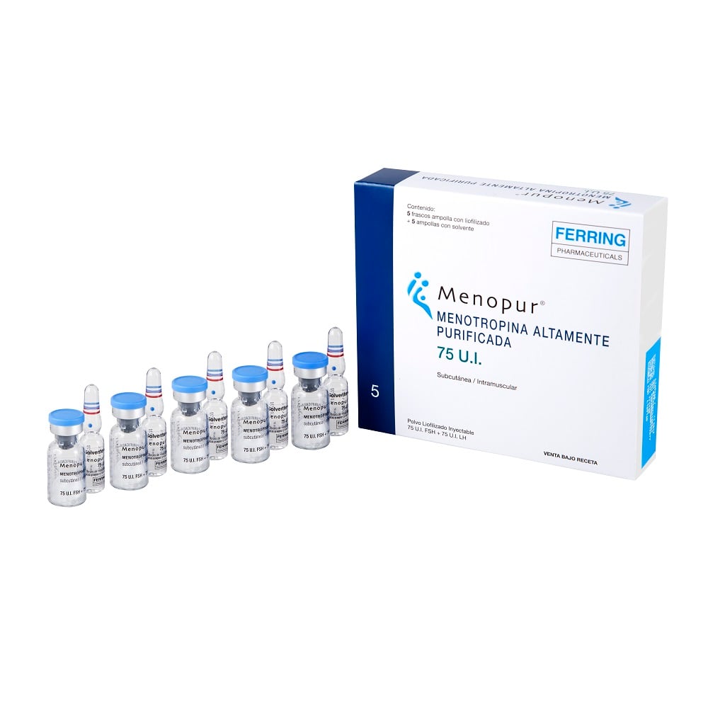 Menopur 75 UI x 5 Frascos Ampollas Polvo Liofilizado Para Solución Inyectable Con Solvente ...